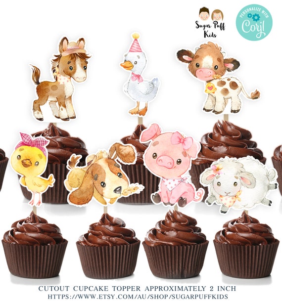 Instant Farm Animals Cupcake Cutouts Printable Farmyear - Etsy