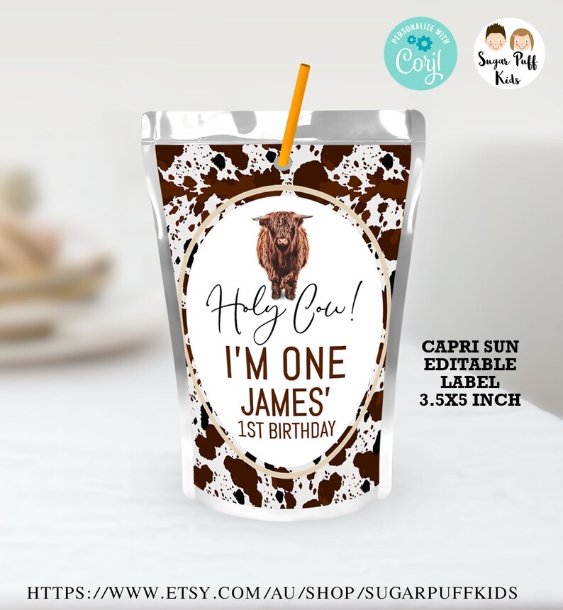 Editable Boys Highland Cow Birthday Party Printables Instant - Etsy