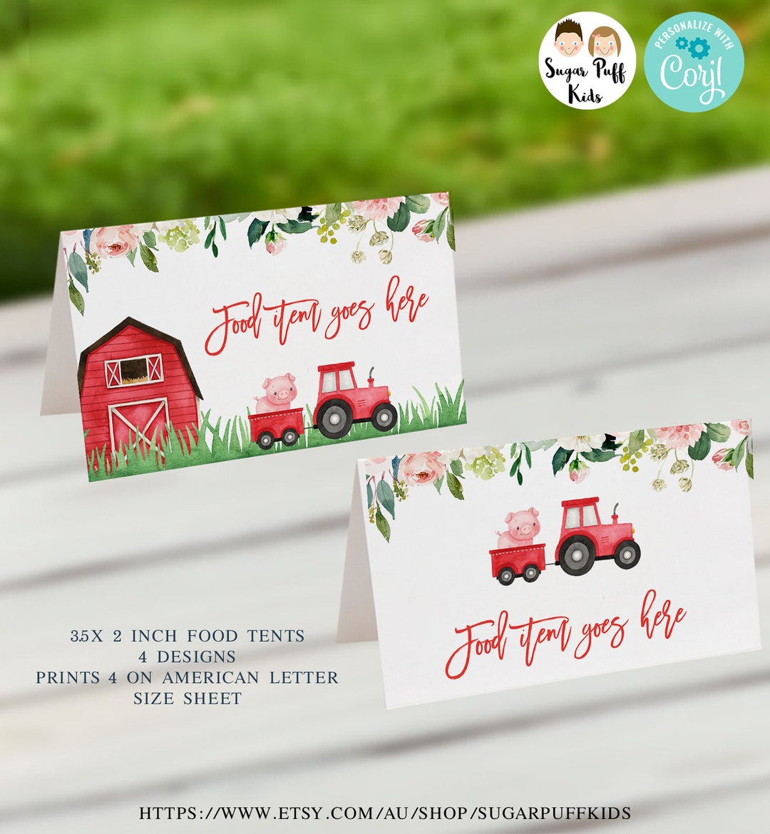 Editable Red Farm Food Tent, Printable Red Farm Food Tent, Red Floral ...