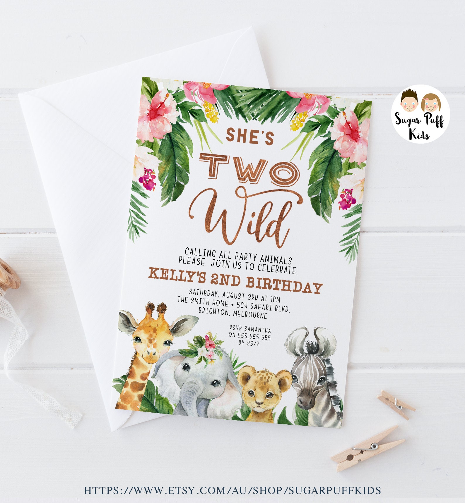 Editable Safari Two Wild Invitation Instant Download Girls - Etsy