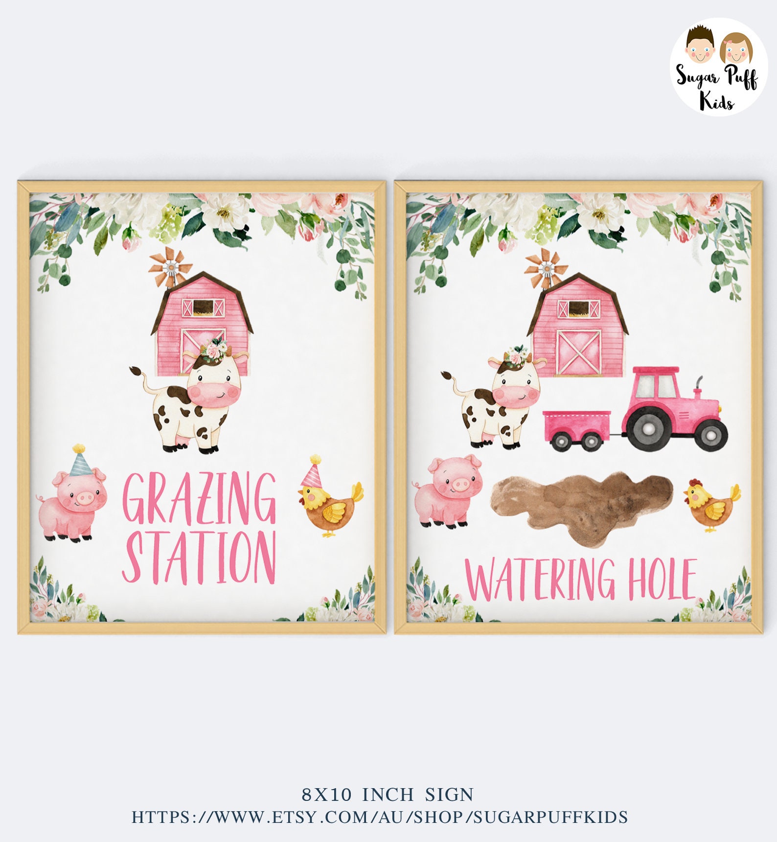 Printable Pink Farm Birthday Sign Girls Party Girls Editable - Etsy ...