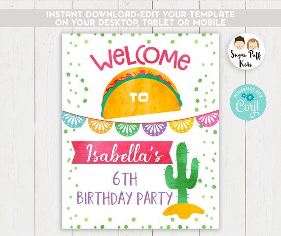 Printable Taco fiesta welcome sign, Fiesta welcome sign, Fiesta ...