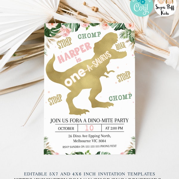 One a Saurus Birthday Invitations - Etsy