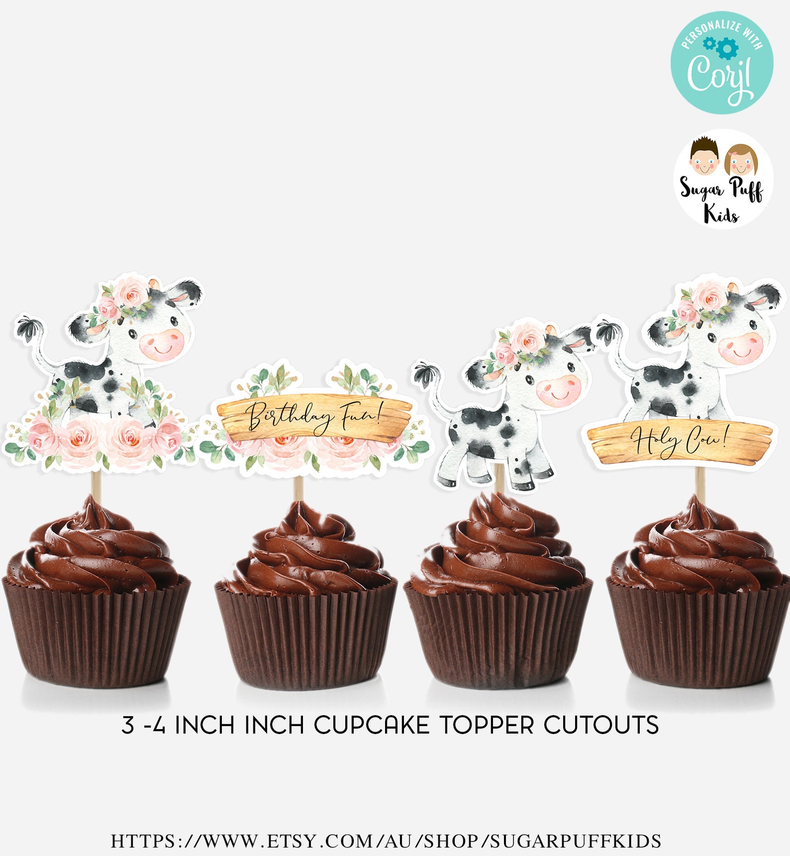 Editable Pink Floral Cow Cow Print Food Tent Printable Cow - Etsy Australia