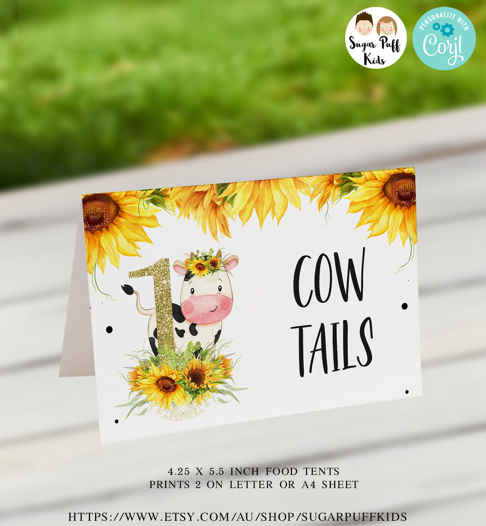 Printable Sunflowers Cow First Birthday Invite Editable Girls - Etsy