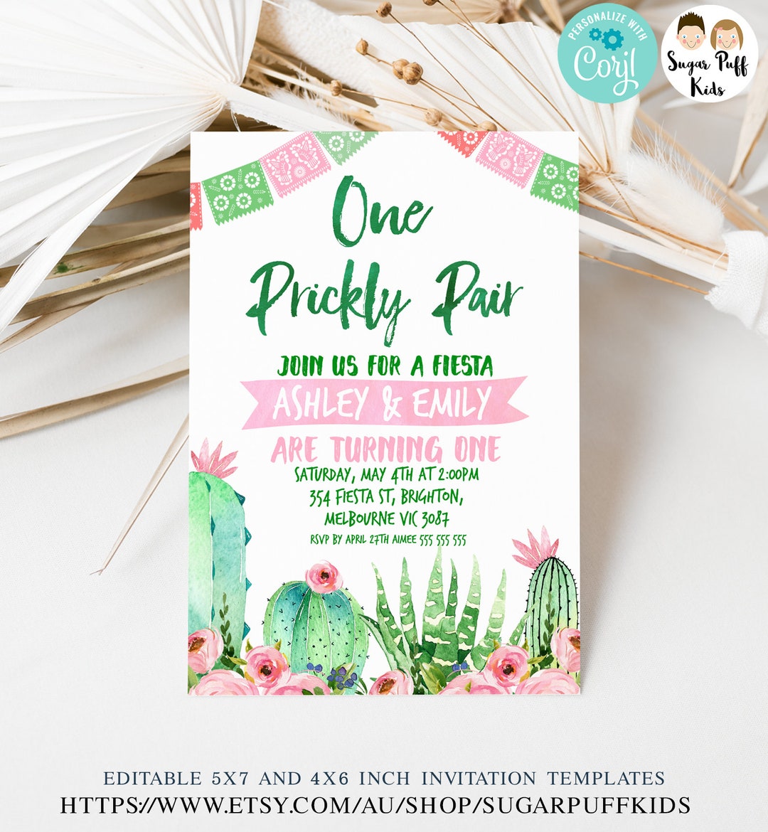 Editable Twins Prickly Pair Invitation,instant Download Printable ...