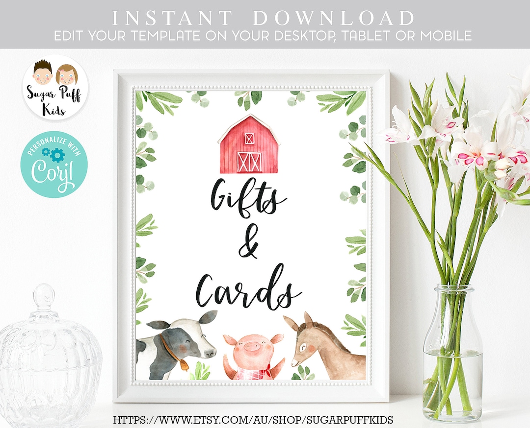 Farm Animals Party Sign INSTANT Farm Party Sign EDITABLE - Etsy