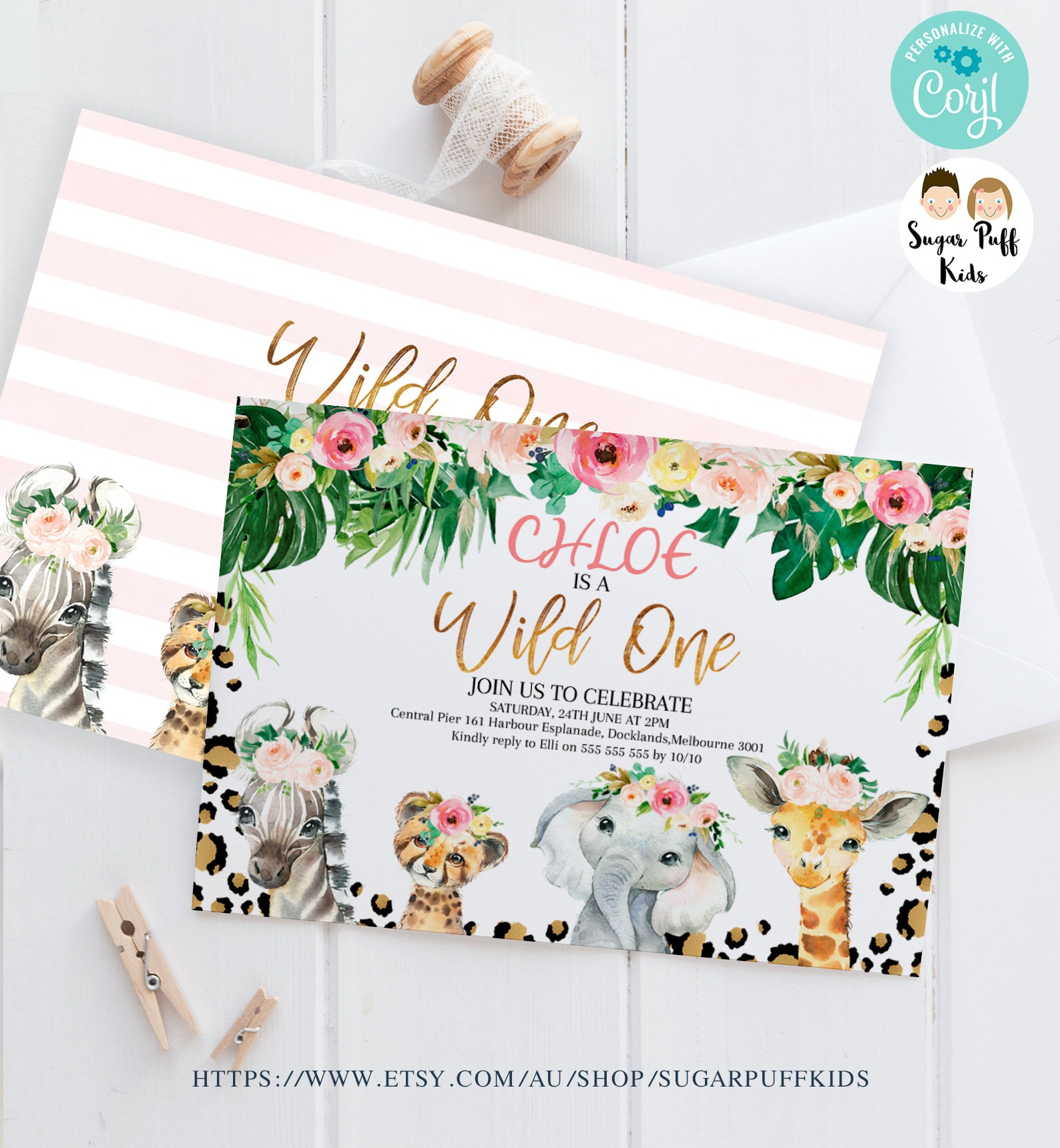 Printable Floral Safari Wild One Cheetah Print Party Pack - Etsy