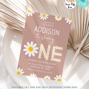 Editable Retro Daisy Milestone Poster, Printable Girls Boho Daisy ...