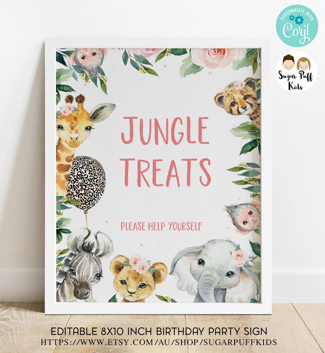 Editable Safari Animals Birthday Party Food Tents Printable - Etsy