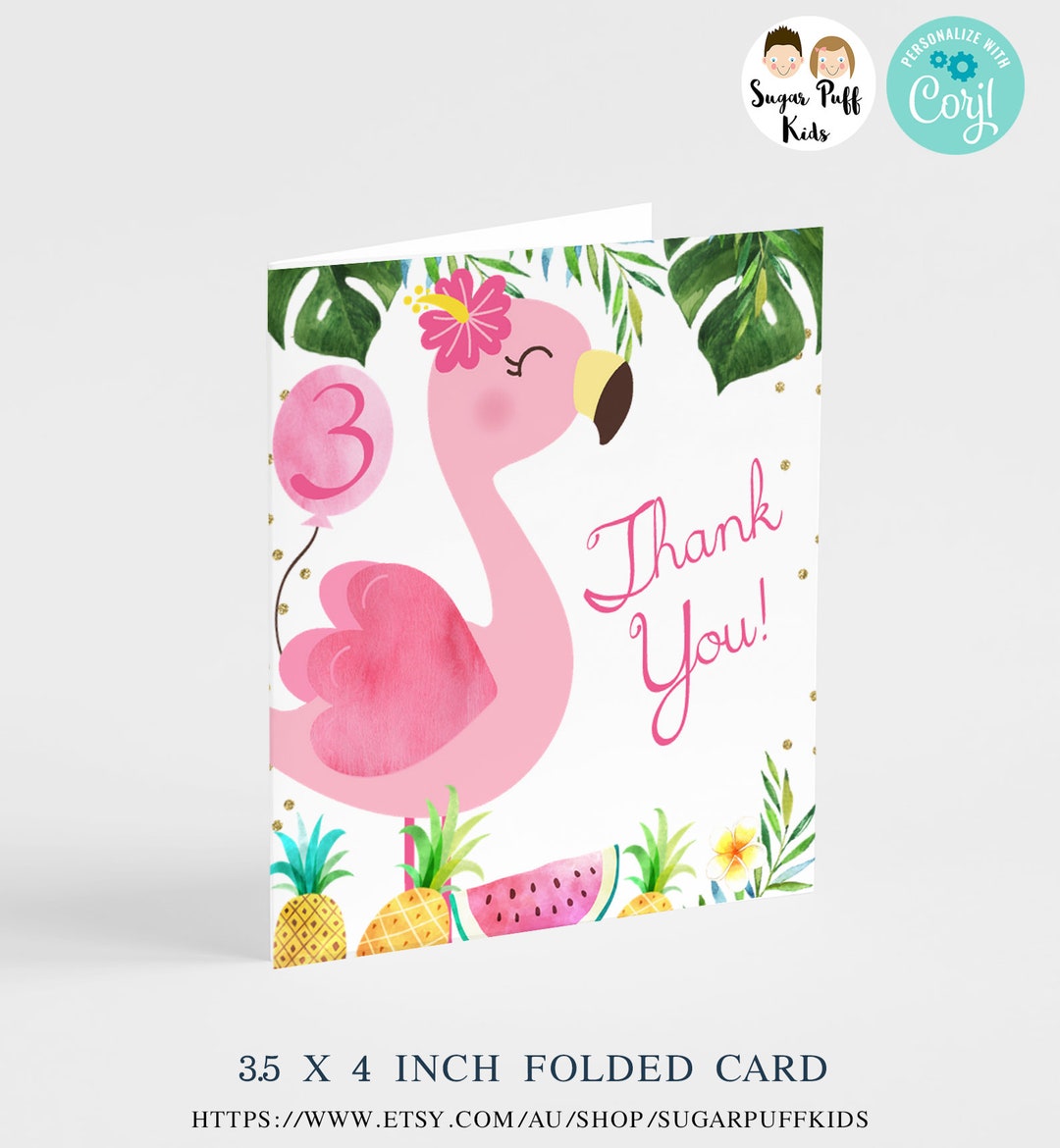 Editable Small Flamingo Folding Card, Printable Let's Flamingle ...