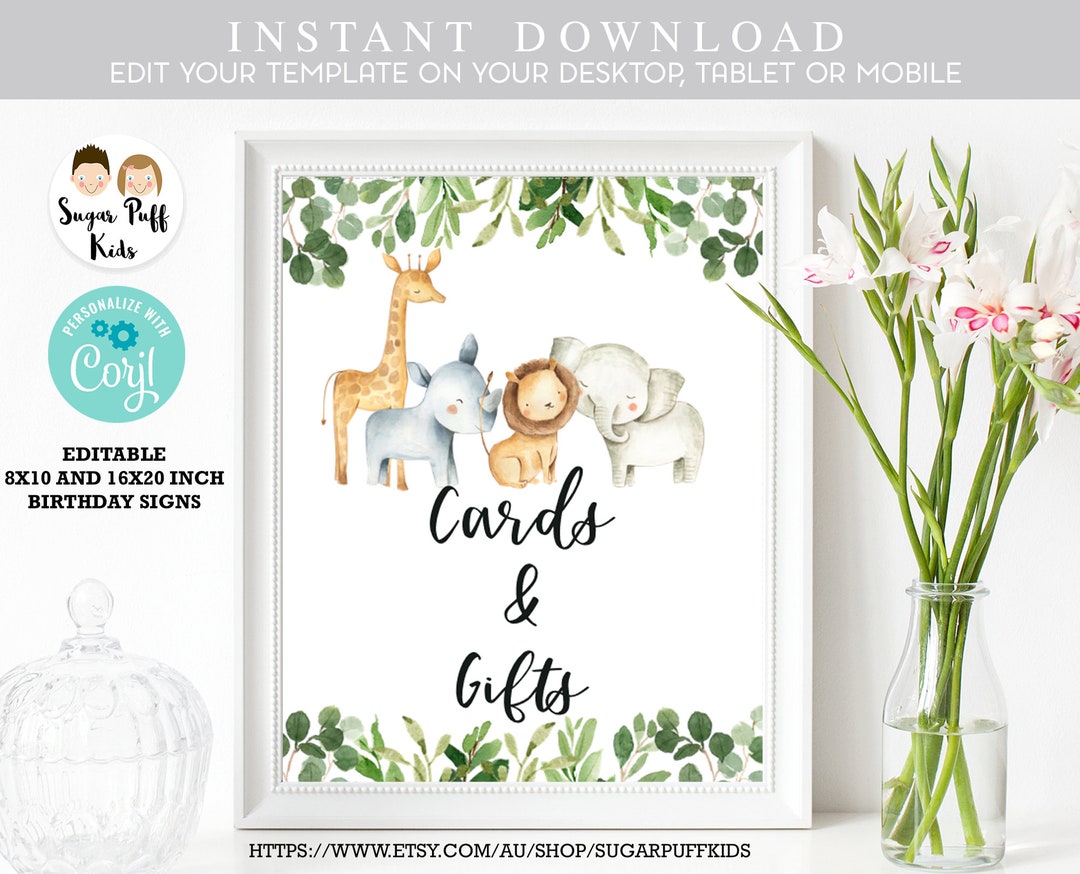 Safari Party Sign INSTANT DOWNLOAD Editable Jungle Party - Etsy