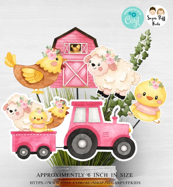 Instant Pink Farmyard Animals Centerpieces Set of 4 Farm - Etsy