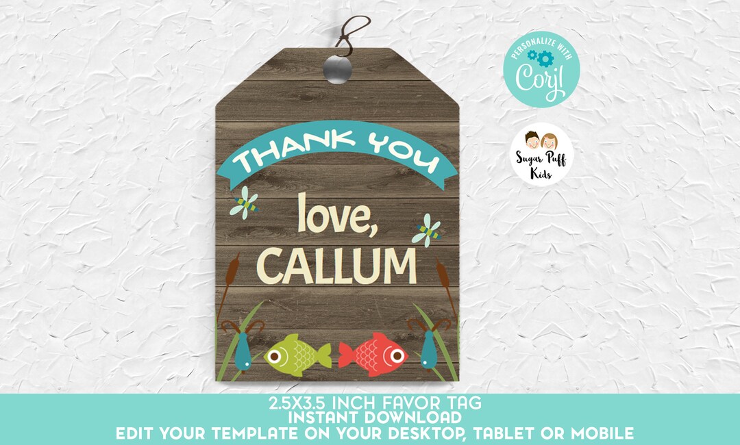 O-fish-ally One Favor Tag, Ofishally One Tag, Fishing Themed First ...