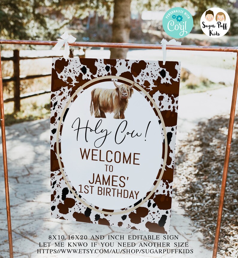 Editable Boys Highland Cow Birthday Party Printables Instant - Etsy