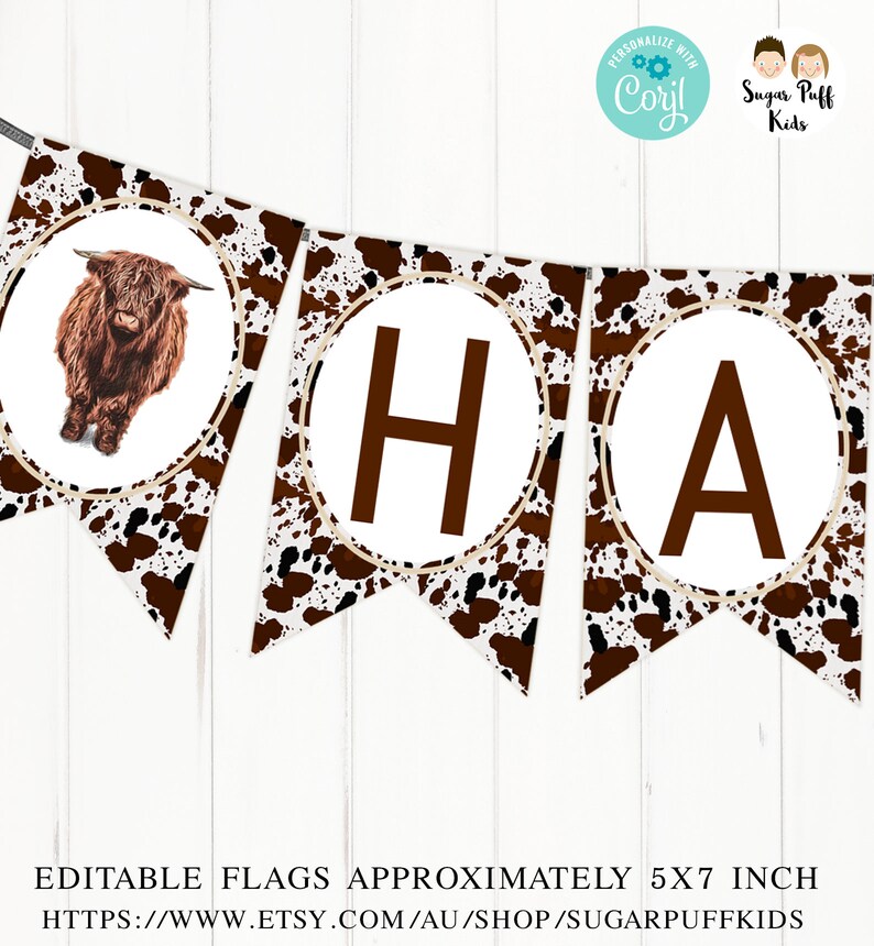 Editable Boys Highland Cow Birthday Party Printables Instant - Etsy