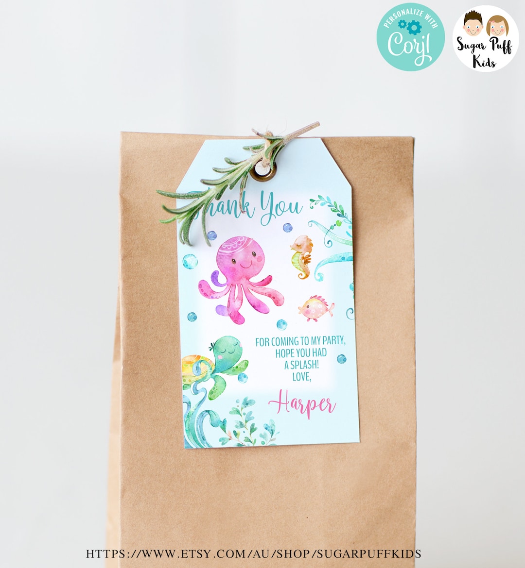 Editable Under the Sea Favor Tag, Printable Octopus Birthday Party Tag ...
