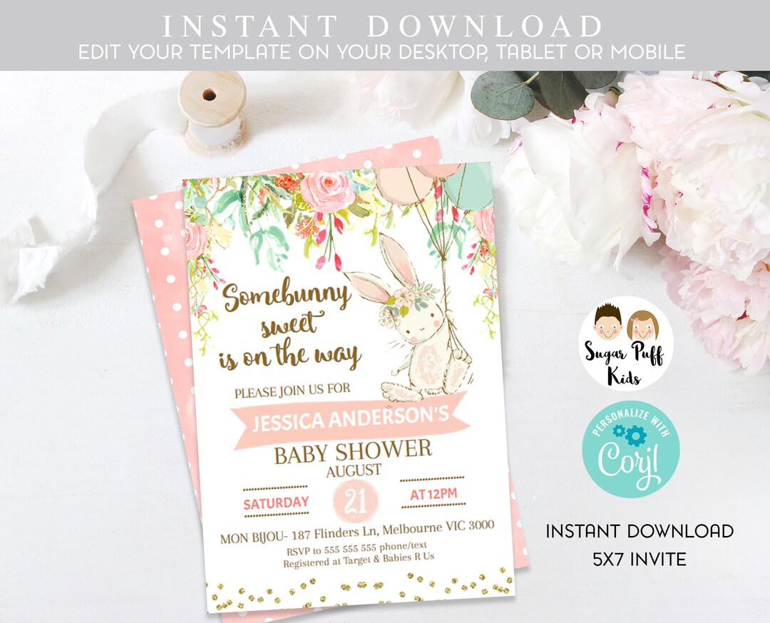 Bunny Baby Shower Invitations Bunny Baby Shower Invitation - Etsy