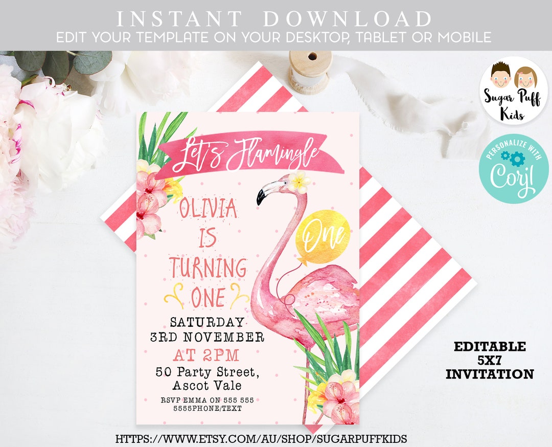 Flamingle Balloon Birthday Invitation, Instant Let's Flamingle ...