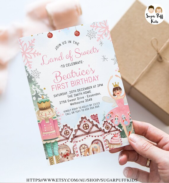 Printable, Instant Download Sugar Plum Fairy Birthday Invitation ...