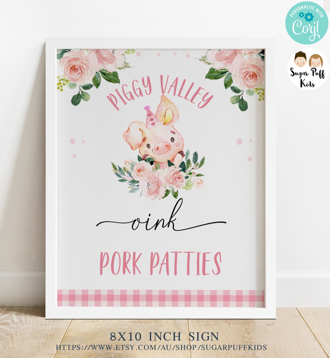 Printable Little Piggy Party Sign INSTANT DOWNLOAD, Editable Pink ...