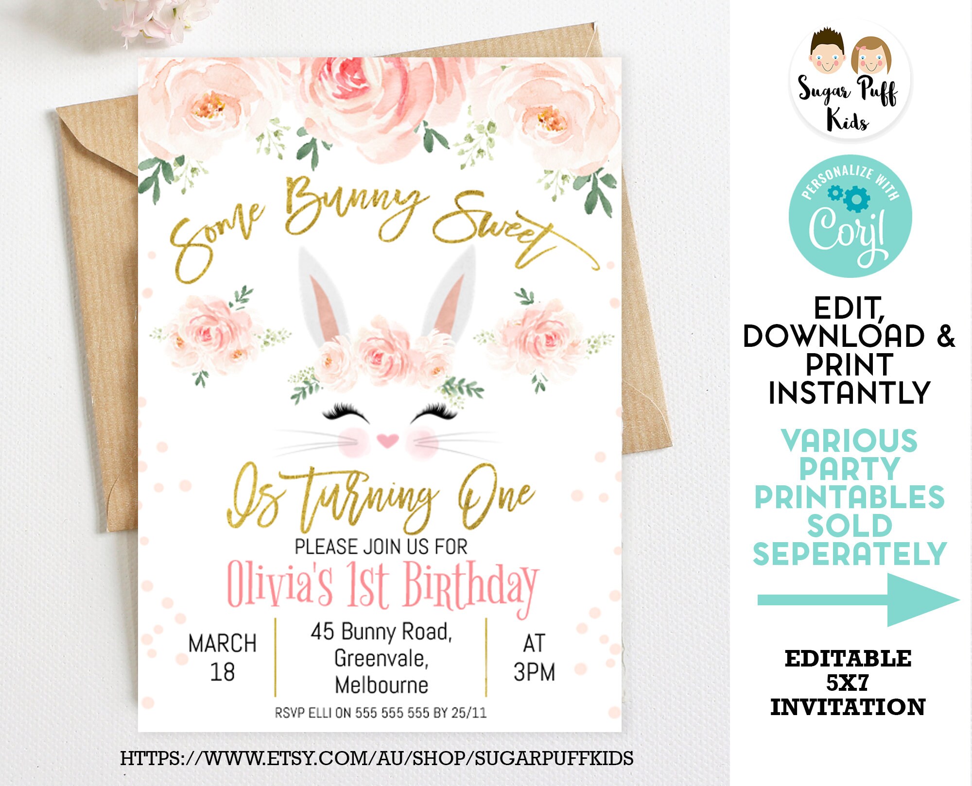 Bunny Favor Tag INSTANT DOWNLOAD EDITABLE Bunny Rabbit - Etsy Australia