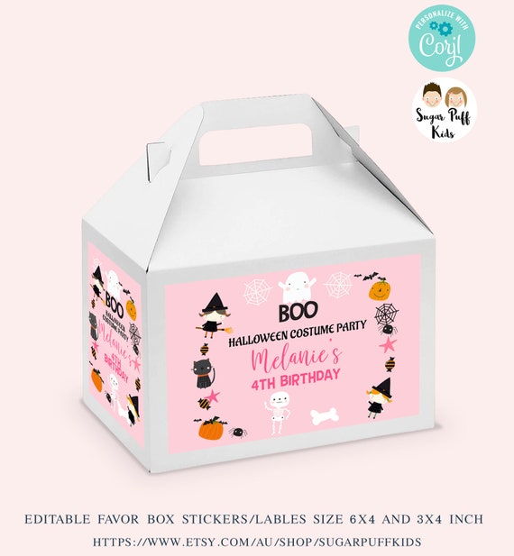 Paper & Party Supplies Paper Halloween box stickers Digital Printable ...