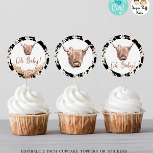 Editable Highland Cow Baby Shower Bundle, Printables Boho Cow, Instant ...