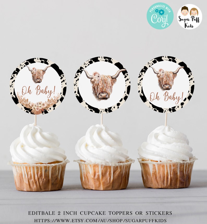 Editable Highland Cow Baby Shower Bundle Printables Boho Cow - Etsy