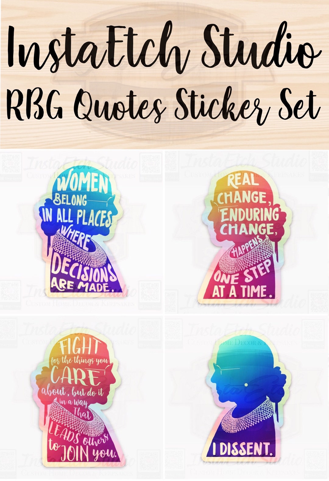 Holographic RBG Sticker Bundle Notorious RBG Ruth Bader Ginsburg ...