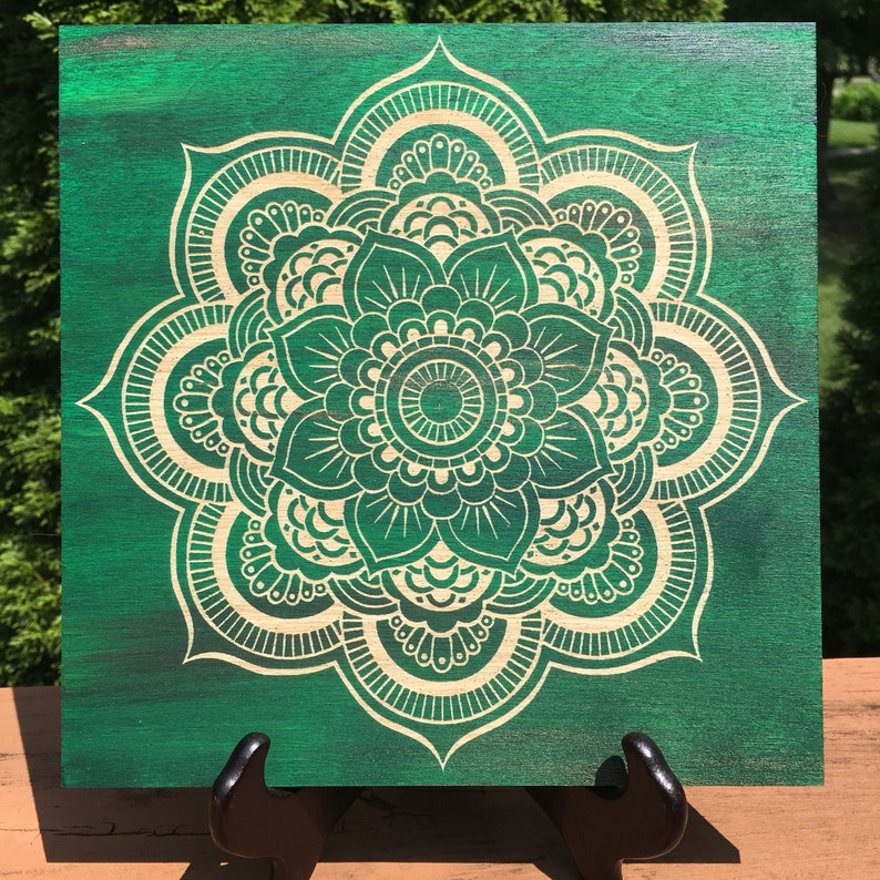 Wooden Laser Engraved Elemental Mandala Panel Wall Hanging 4 - Etsy