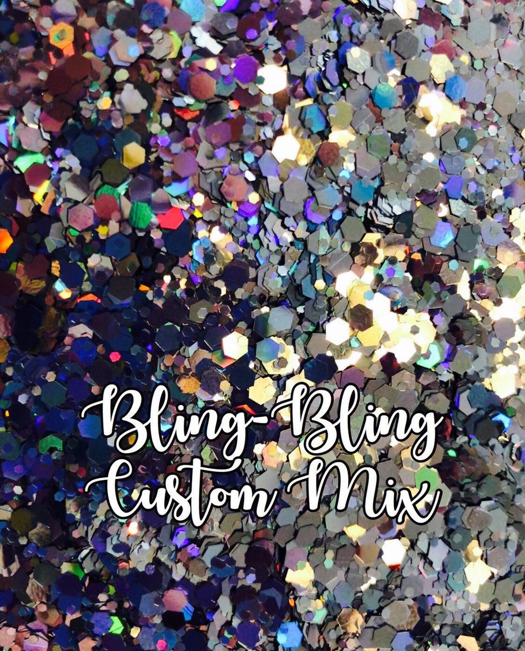 Bling-bling Custom Chunky Mix Glitter Silver Holographic Hex Polyester ...