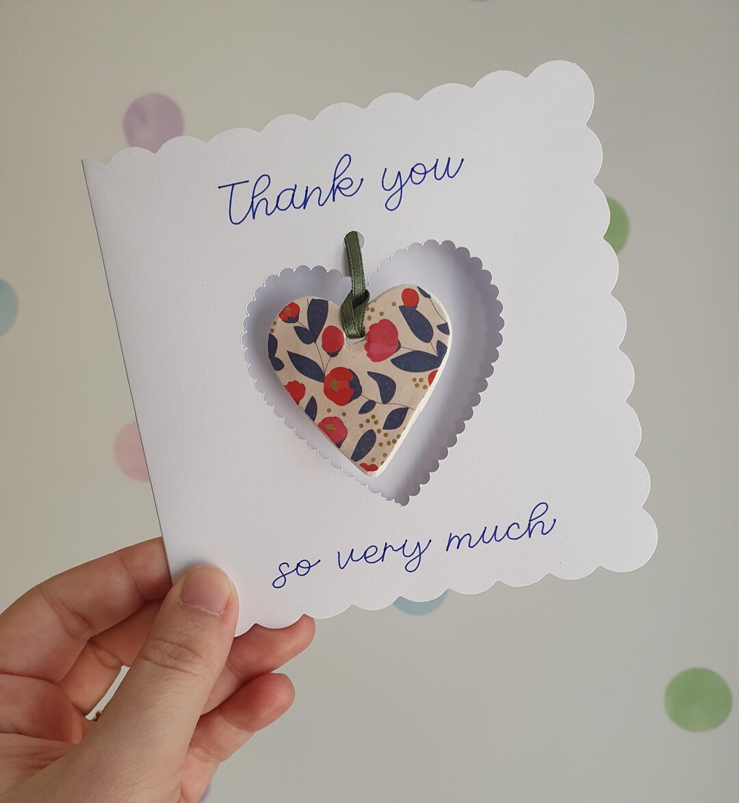 Thank You Keepsake Card With Clay Heart Token, Pocket Hug Card ...