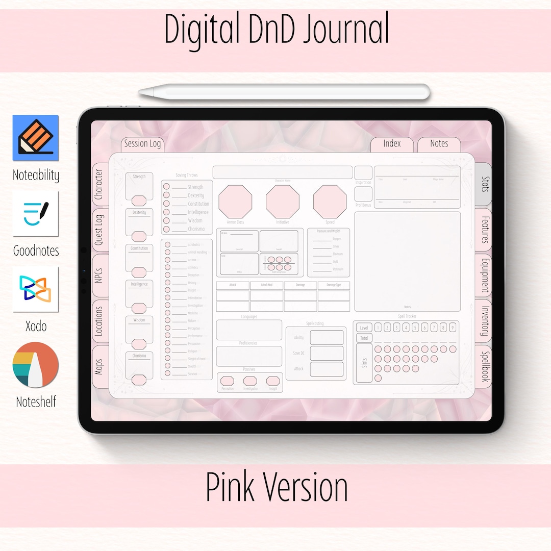 Ultimate Digital Dnd Journal | Pink Version - Etsy