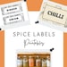Editable Kitchen Condiment Spice Label Templates Digital Word .DOCX ...