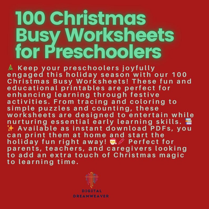 100 Christmas Busy Worksheets for Preschoolers | Educational Holiday ...