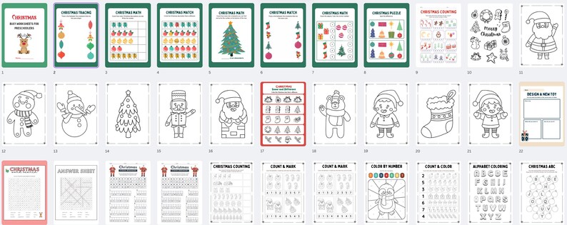 100 Christmas Busy Worksheets for Preschoolers | Educational Holiday ...
