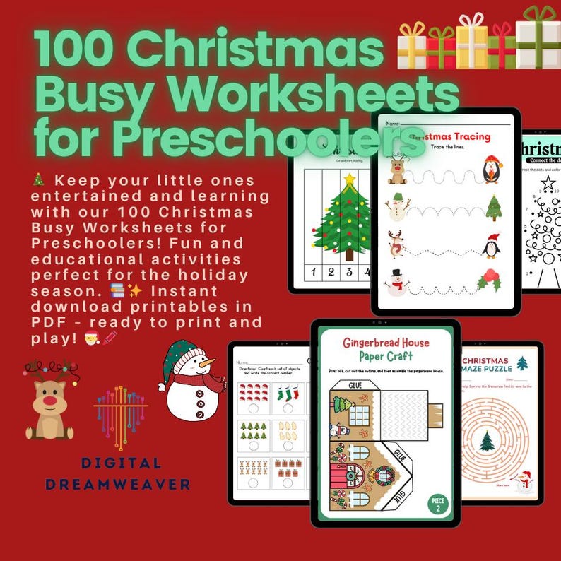 100 Christmas Busy Worksheets for Preschoolers | Educational Holiday ...