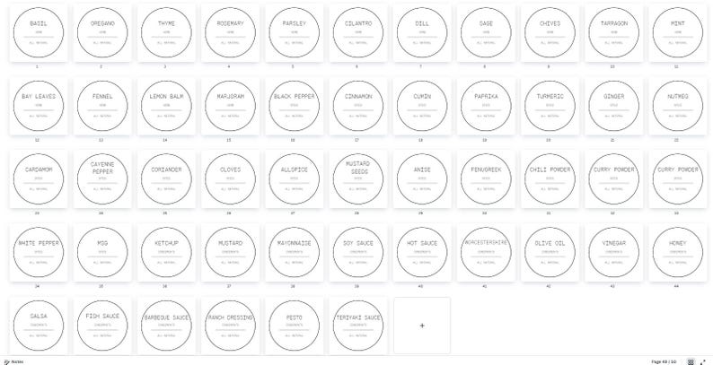 50 Minimalist Kitchen Labels | Printable Circle Stickers for Herbs ...