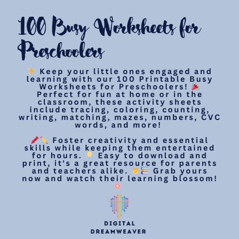 100 Printable Busy Worksheets for Preschoolers Tracing, Coloring ...