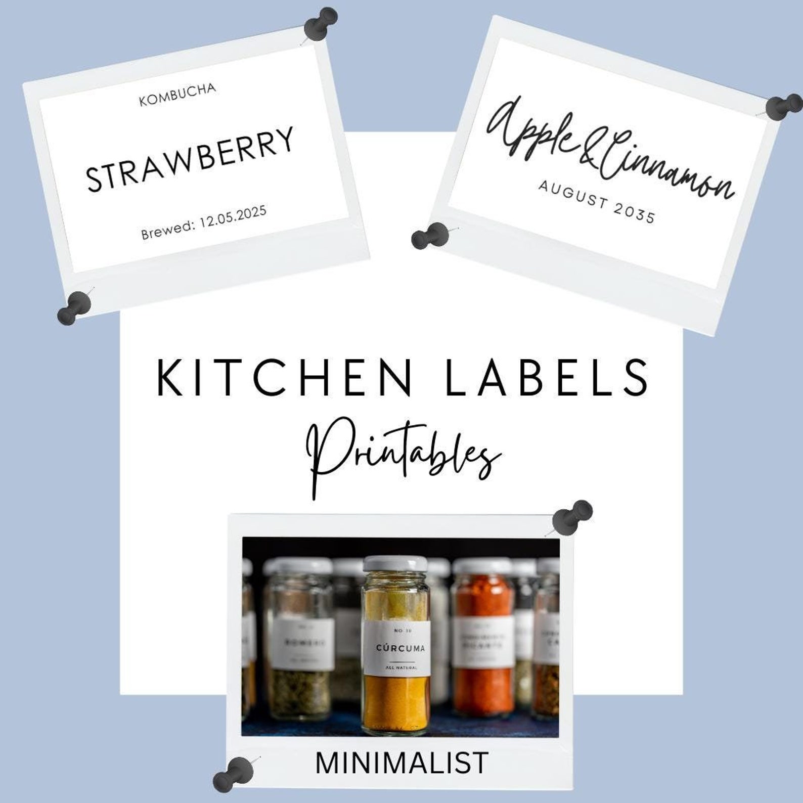 Minimalist Kitchen Labels - 6 Styles Editable Word .docx Format, Pantry ...