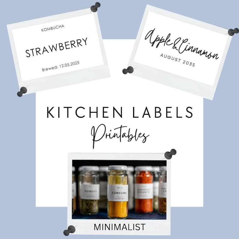 Minimalist Kitchen Labels - 6 Styles Editable Word .docx Format, Pantry ...