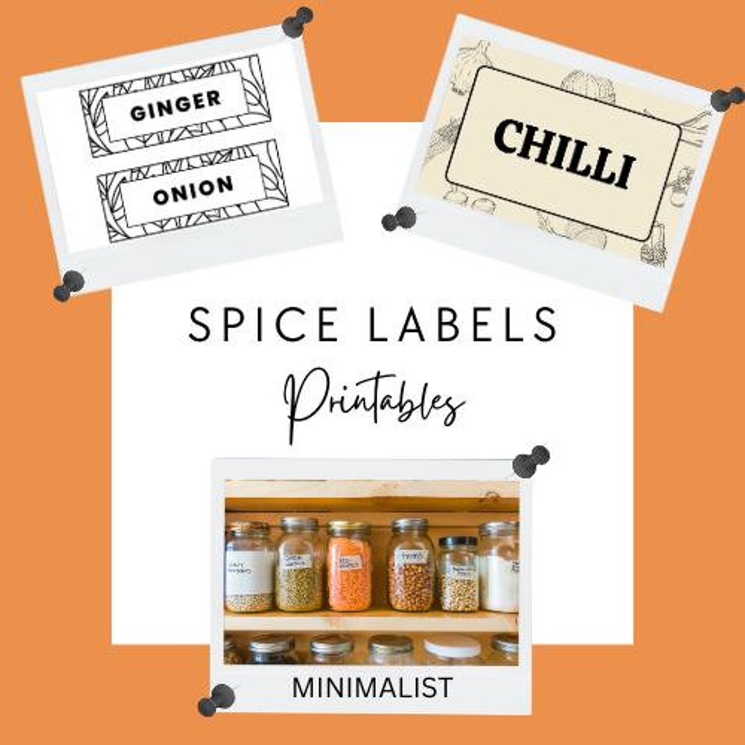 Editable Kitchen Condiment Spice Label Templates Digital Word .DOCX ...