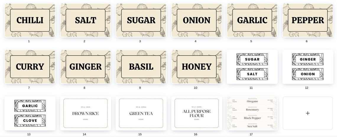 Editable Kitchen Condiment Spice Label Templates Digital Word .DOCX ...