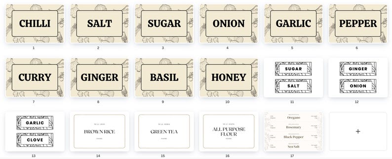 Editable Kitchen Condiment Spice Label Templates Digital Word .DOCX ...