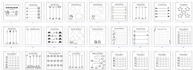 30 Printable Kids Activity Pages for Coloring & Tracing Sheets | Fun ...