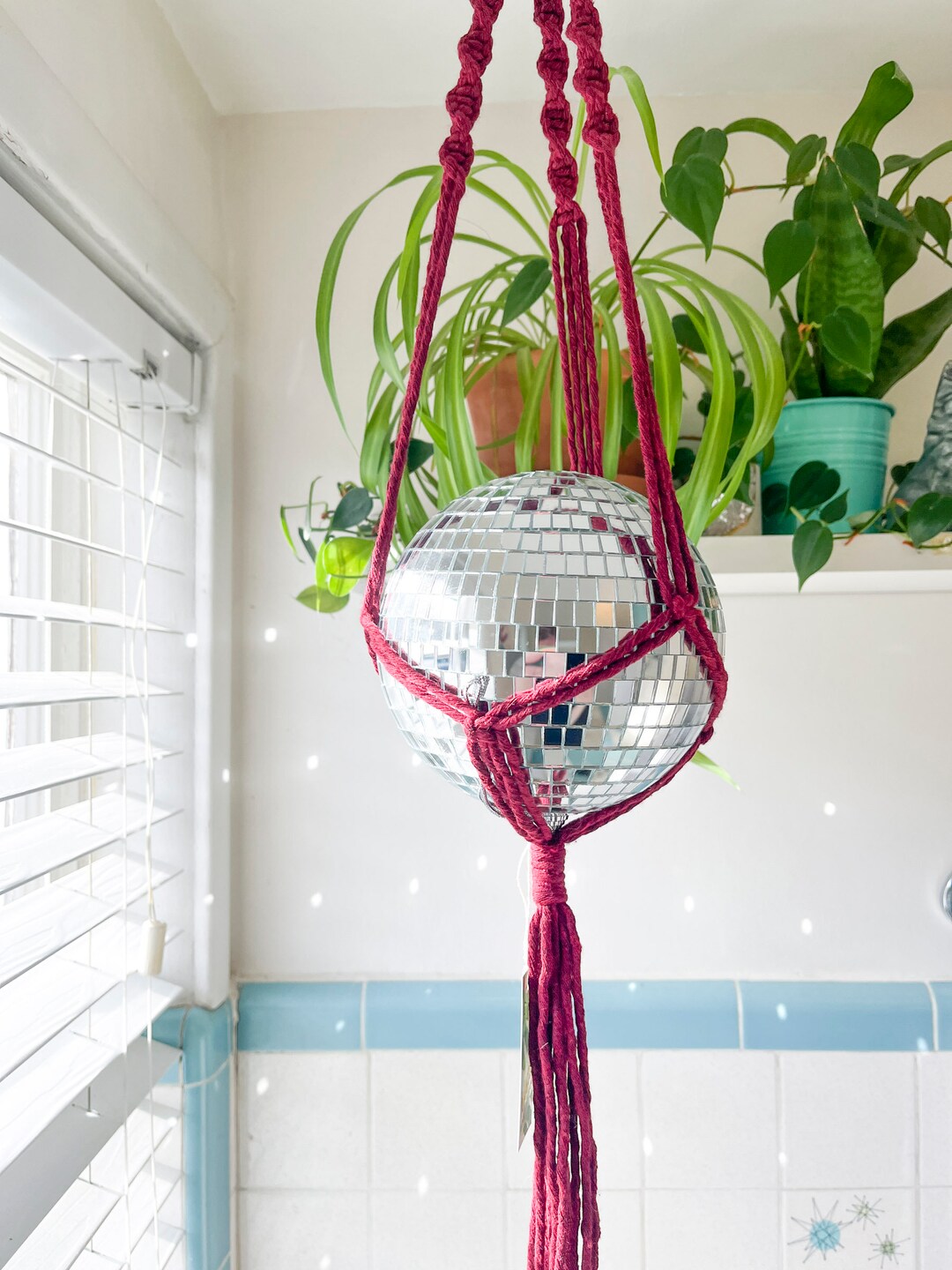 Disco Ball Hanger, Multiple Color Options, Tiny Twist Macrame Plant ...