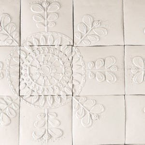 Big Flower Handmade Porcelain Tile Panel - Etsy