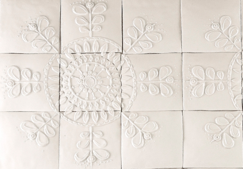 Big Flower Handmade Porcelain Tile Panel - Etsy