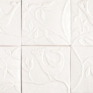 Birds in a Bush Handmade Porcelain Tile Panel - Etsy